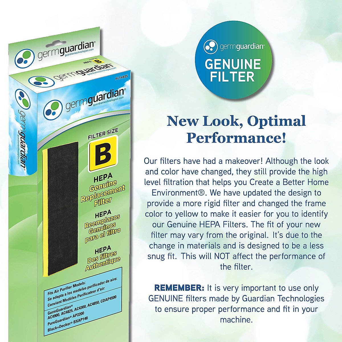 LEVOIT Air Purifier LV-PUR131 Replacement Filter, True HEPA & Activated Carbon Filters Set& Germ Guardian FLT4825 True HEPA GENUINE Air Purifier Replacement Filter B