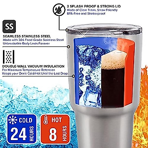 CHILLOUT LIFE Stainless Steel Travel Mug with Handle 30 oz – 6 Piece Set. Tumbler with Handle, Straw, Cleaning Brush & 2 Lids. Double Wall Insulated Large Coffee Mug Bundle