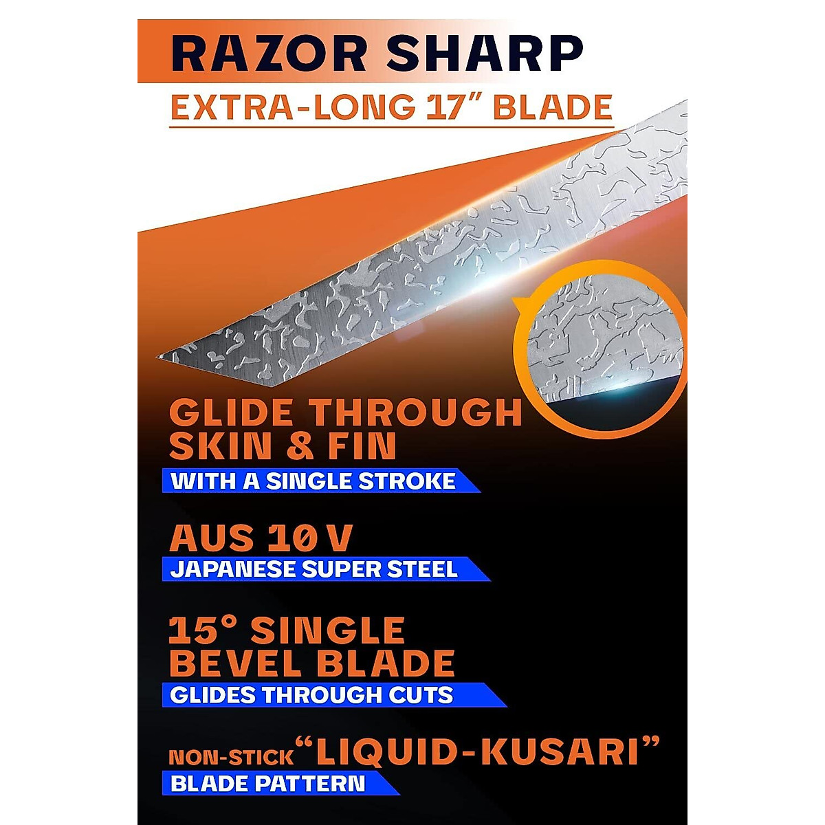 Dalstrong Slicing Tuna Knife - 17 inch Single Bevel Blade - RONIN Series - Japanese AUS-10V Damascus Kitchen Knife - Razor Sharp - Slicer - Red Rosewood Handle - w/Sheath