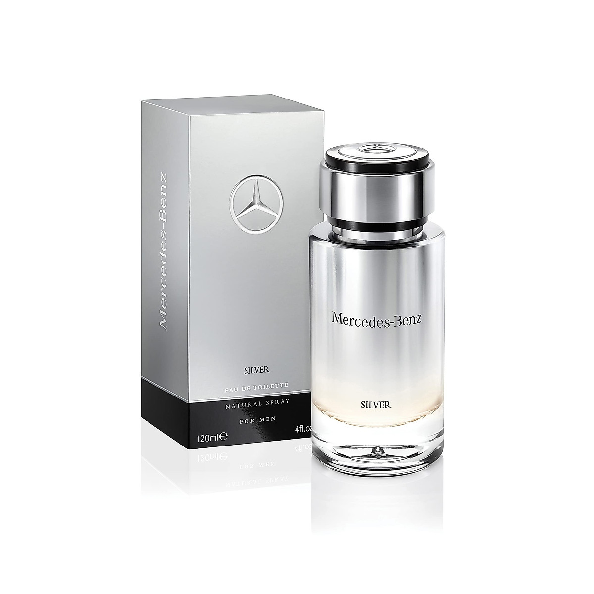 Mercedes-Benz Silver - Cologne for Men with Woody Scent - Orange, Vetiver and Musk Notes - Everyday Casual Elegance Gift for Men - 4 oz EDT Spray