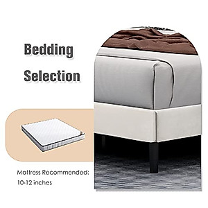 Zavoter Twin Upholstered Platform Bed Frame with Headboard, Mattress Foundation, Wood Slat Support, Quiet, no Box Spring Needed, Easy to Assemble Beige