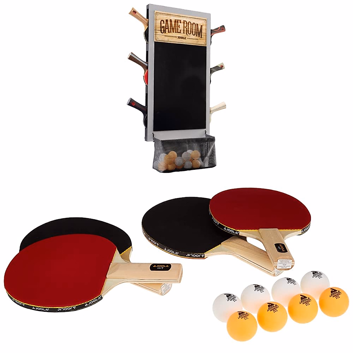 JOOLA Game Room Organizer and Dart Scoreboard + JOOLA All-in-One Indoor Table Tennis Hit Set