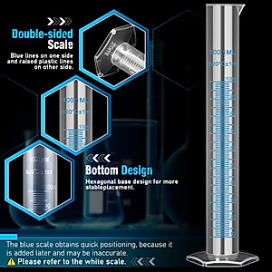 moveland Plastic Graduated Cylinders and Beakers with 5 Pipettes, 10ml 25ml 50ml 100ml Cylinders, 50ml 100ml 250ml 500ml 1000ml Beakers, Ideal for DIY and Kids Science Lab