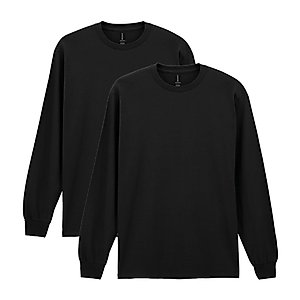 Gildan Youth Ultra Cotton Long Sleeve T-Shirt, Style G2400B, 2-Pack, Black, Large