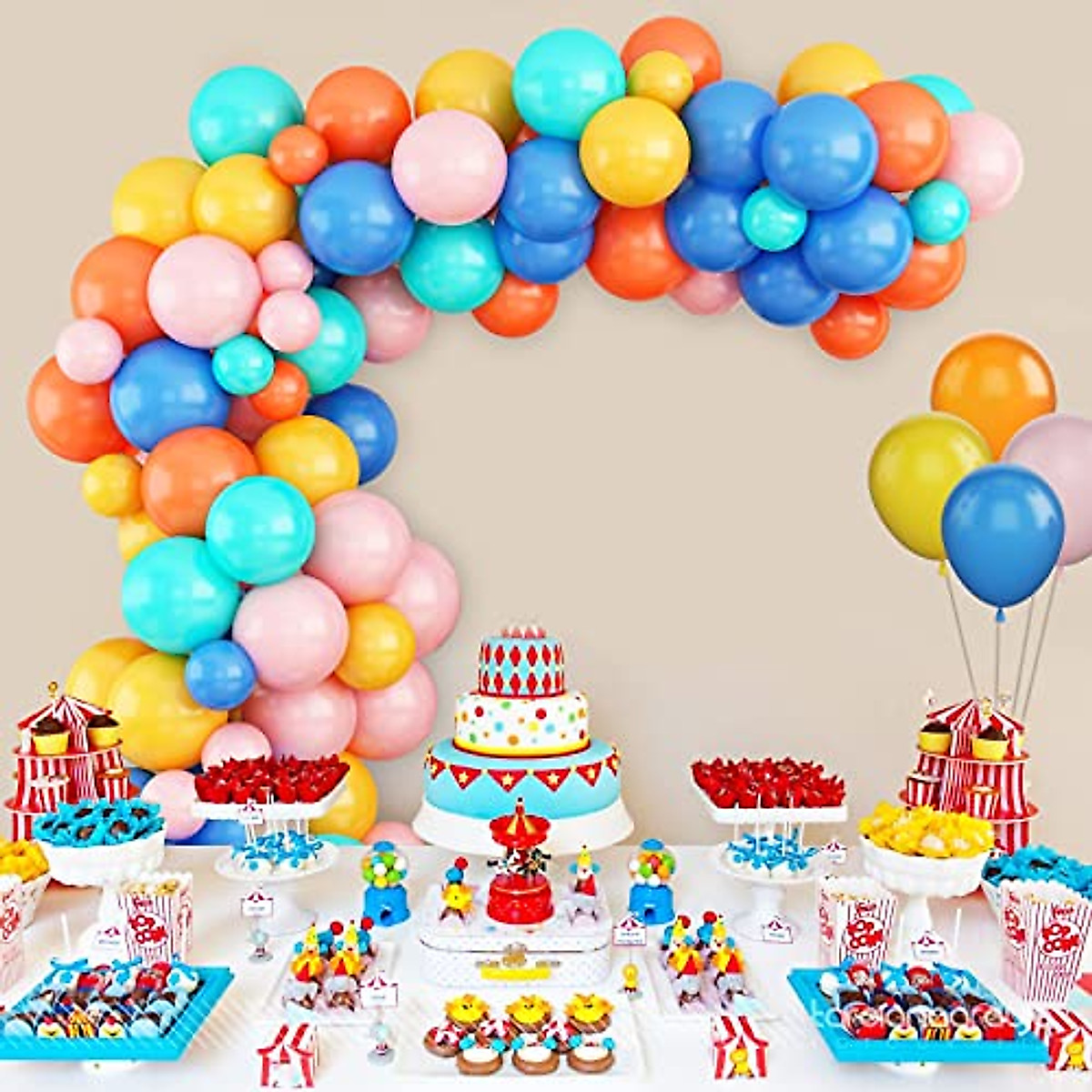 Balloons Arch Kit, 87PCS Rainbow Balloon Garland Kit Balloon Arch, Latex Balloon Rainbow Balloon in Blue Pink Yellow Orange for Kids Birthday Baby Shower Graduation Wedding Party Decorations Supplies