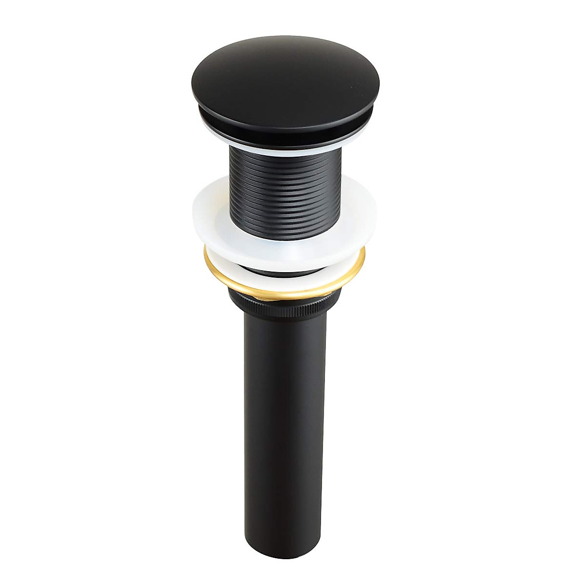 Purelux Pop up Drain Stopper for Bathroom Sink Vessel or Vanity Sink Without Overflow, Matte Black Finish Spring Pop-Up Drain