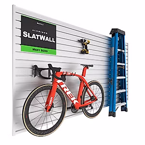 DLDIRECT DiamondLife Aluminum Slatwall Panel Garage Wall Organizer Heavy Duty Wall Mounted Slat Wall Rack, Interlocking Paneling for Garage Wall Slat Board Storage System - Silver (4'H x 8'W)
