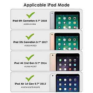 DTTOCASE for iPad 6th / 5th Generation 9.7 inch Case (2018/2017), iPad Air 2 & 1 (2014/2013) Case, Clear Back, Smart Cover [Built-in Pencil Holder, Auto Sleep/Wake] - Rose Gold