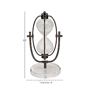 Deco 79 Sophisticated Metal Glass Acrylic Sand Timer, Black, 6”L x 6”W x 12”H, (53422)
