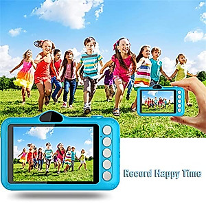 Kids Digital Camera, 3.5Inch HD Screen, Double Lens 2mp, Video 1280x720, 600mAh Rechargeable Battery, Christmas Birthday Gifts for Boys Age 3-9, Portable Toy
