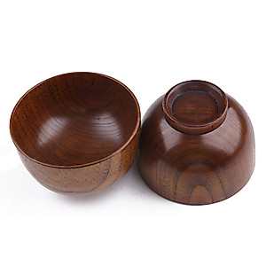 MOTZU 4 Pieces Jujube Wooden Spoons, 2 Pieces Jujube Wooden Bowls, Wood Flatware Cutlery, Tableware Eating Utensils, Grain/Natural Snack Bowl Serving Dish Food Container Tableware Bowl Spoon