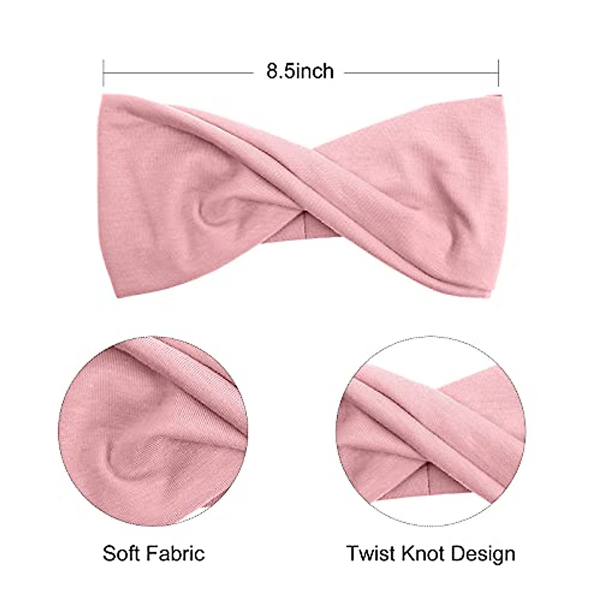 Huachi Women Headbands Non Slip Wide Bow Turban Headwraps Criss Cross Yoga Beauty Hair Accessories, 6 Pack