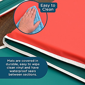 Children's Factory Toddler Nap Mats, Hand-Washable Soft Nap Mat with Pillow for Preschool and Daycare, Red and Green, Set of 10