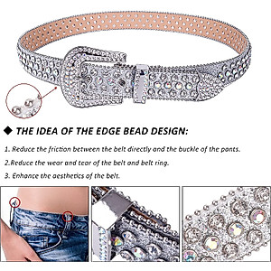 Studded Rhinestone Belts Men Women Fashionable Sparkly Diamond Belt Shiny Crystals Inlaid Design Leather Diamond Belt, Shiny Belts Rhinestone Black Gold Silver Belt for Wedding Party Gifts