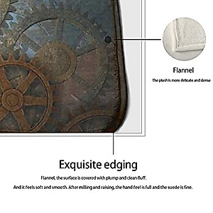 2 Pcs Kitchen Rug Set,Kitchen Mats,Rusty Steampunk Background with Clock & Different Kinds,Soft Washable Non-Slip Super Absorbent Floor Mat for Kitchen Bathroom Laundry, White