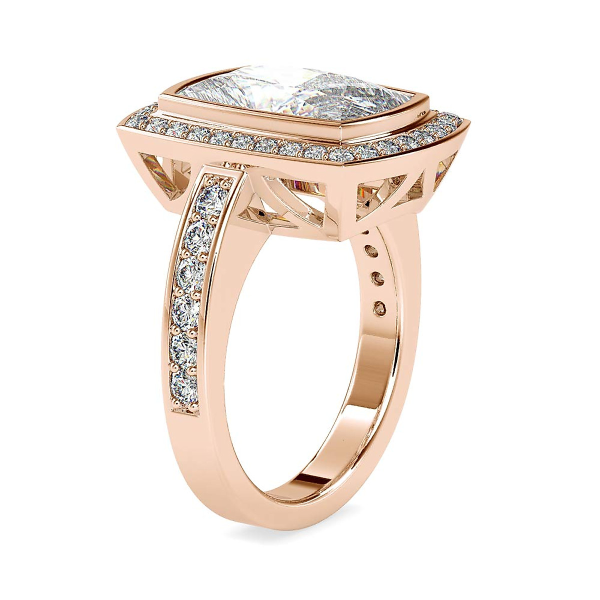 VVS Moissanite Engagement Ring Studded with 0.63 Ct Natural & 2.7 Ct Center Moissanite Diamond in 14k White/Yellow/Rose Gold | Halo Engagement Ring | Anniversary Ring For Couple (IJ-SI, G-VS2)