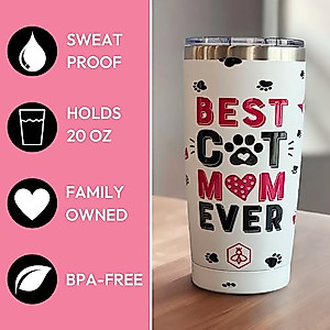 Biddlebee Cat Gifts for Cat Lovers Travel Coffee Cat Mug w/Slider Lid | 20oz Spill Proof Stainless Steel Insulated Cup | Cat Lover Gifts for Women | Cat Gifts for Women | Best Cat Mom