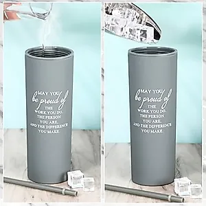 Rtteri 6 Pcs Veterinary Receptionist Week Gifts Nurse Appreciation Gifts Bulk Thank You Tumblers for Women Men 16oz Plastic Skinny Tumblers with Lids for Teacher Coworker Staff(Neutral Color)