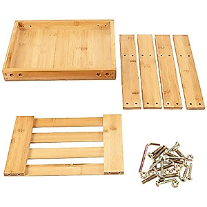 PINGEUI 2 Packs 13 Inches Bamboo Step Stool, Non-Slip Bamboo Small Seat Stool, Durable Bamboo Footrest Bench with Storage Shelf for Bathroom, Bedroom, Kitchen