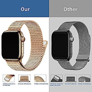 Wristitani Compatible with Apple Watch Band Series Ultra 8 SE 7 6 5 4 3 2 1, Magnetic Clasp Strap Stainless Steel Wristband Replacement for iWatch Band with TPU Case Rose Gold, 42mm 44mm 45mm
