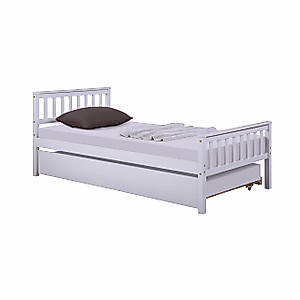 HomSof Twin Platform Bed Frame with Headboard and Footboard,for Bedroom Small Living Space, Grey+Trundle