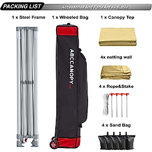 ABCCANOPY 10x10 Commercial Pop up Canopy Tent with Mesh Walls, Beige