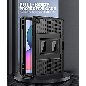 MoKo Case for Samsung Galaxy Tab S6 Lite 10.4 Inch 2024/2022/2020 (SM-P620/P625/P613/P619/P610/P615),Shockproof Full Body Rugged Hybrid Cover with Screen Protector & Pencil Holder - Black