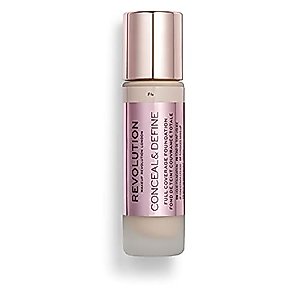 Makeup Revolution Conceal & Define Foundation, Cream Foundation Makeup, Full Coverage, For Light Skin Tones, Vegan & Cruelty-Free, F4, 23ml