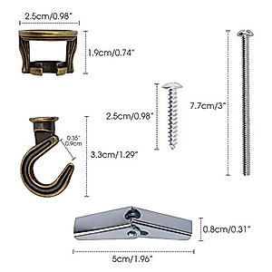 OOTSR Swivel Swag Hook, Heavy Duty Swivel Ceiling Hook and Metal Chain Extension for Hanging Plants/Chandeliers/Baskets/Indoor & Outdoor Use, Brass Color, 36 inches Chain