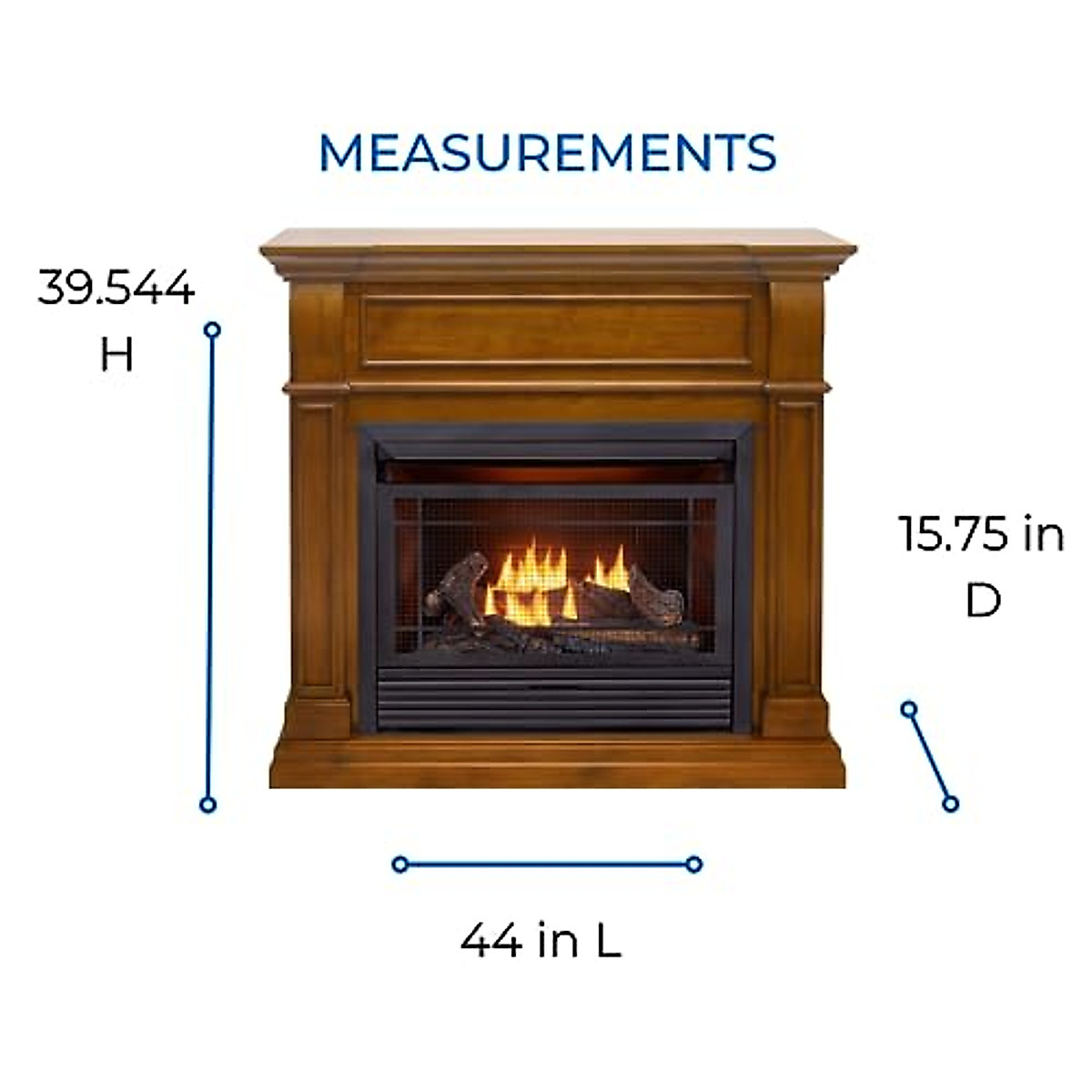 Duluth Forge Dual Fuel Ventless Gas Fireplace System with Mantle, Remote Control, 5 Fire Logs, Use with Natural Gas or Liquid Propane, 26000 BTU, Heats up to 1350 Sq. Ft., Apple Spice