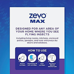 Zevo MAX Flying Insect Trap, Fly Trap Captures Houseflies, Fruit Flies, and Gnats (1 Plug-in Base + 2 Cartridges)