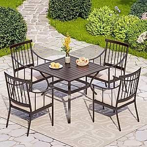 PHI VILLA Swivel Chairs Set of 2 Patio Dining Rocker Chair with Cushion Rocking Patio Furniture for Garden Backyard Bistro, Beige