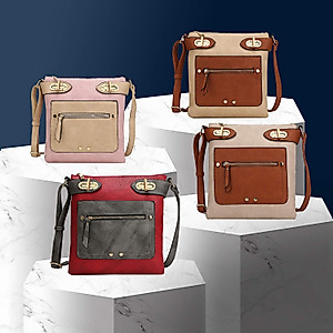 MKF Crossbody Bags for Women – PU Leather Lady Pocketbook Handbag – Side Messenger Purse, Shoulder Strap Tan-Brown