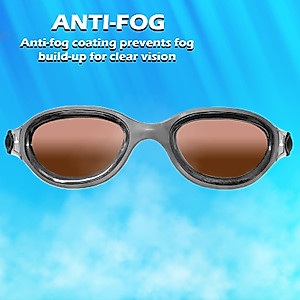 Cabana Sports Pearl Goggle. UV Protection. Anti-Fog. Men, Women, Adults. (Silver, Silver Mirrored)