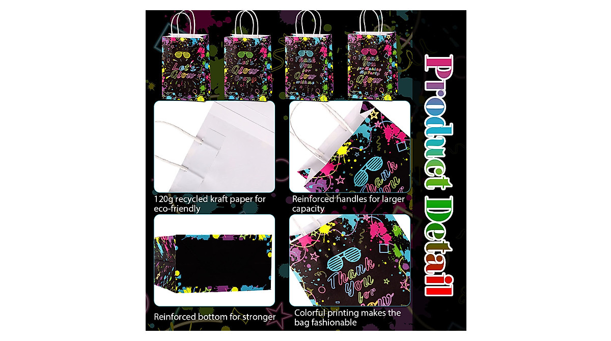 Nezyo 24 Pack Neon Party Bags for Kids' Celebrations