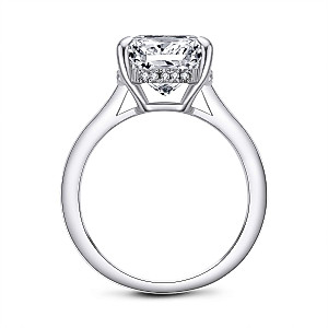 AINUOSHI 6 Carat Emerald Cut Platinum Plated Cubic Zirconia CZ Solitaire Engagement Wedding Ring 925 Sterling Silver