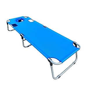 Ostrich Camping Cot with Padded Open & Close Face Cavity, Heavy Duty Powder Coated Steel Frame, Easily Folds