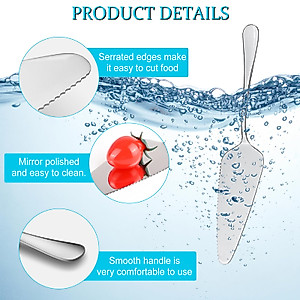 RETON 5 Pcs Pie Server Set, Stainless Steel Cake Cutter Pizza Spatula Server, Triangular Spade Pie Cutter Serving Utensils for Cutting Pizza, Cake, Pie, Dessert (8.9 Inch, Serrated Edge)