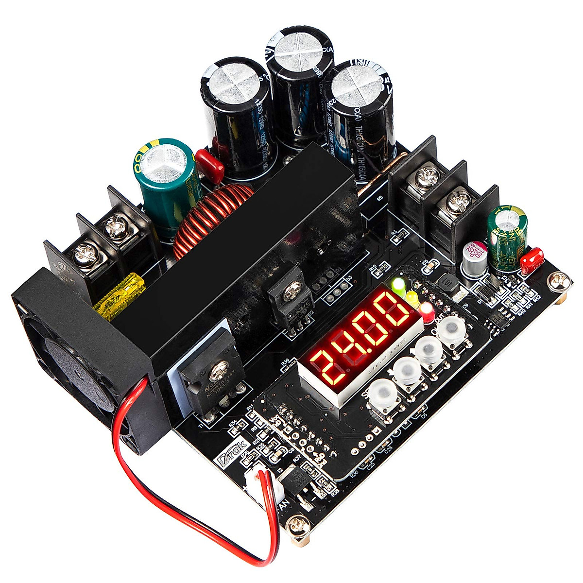 DROK DC Boost Converter 900W, 8-60V to 10-120V 15A Step Up Converter Adjustable Voltage Regulator Output 48V 24V 12V Power Supply with LED Display Cooling Fan