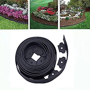 Landscape Edging; 20ft No Dig Garden Edging with 20 Stakes for Lawn ,Flower Garden ,Grass,The Yard,Lawn Edging 2 Inch Tall(Black, 20FT)