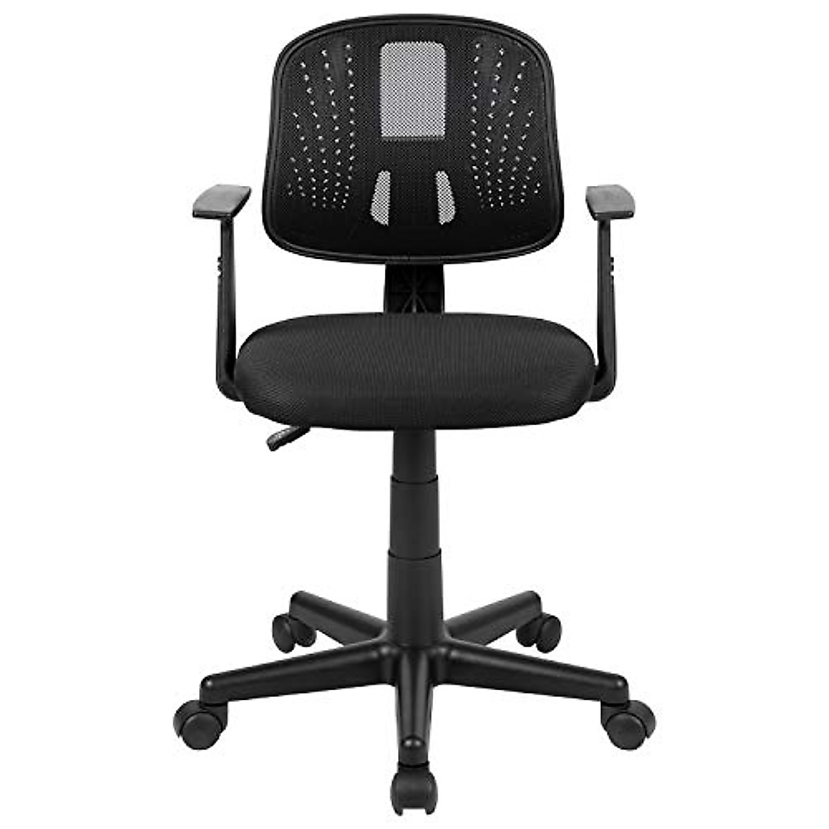 Flash Furniture Flash Fundamentals Mid-Back Black Mesh Swivel Task Office Chair with Pivot Back and Arms