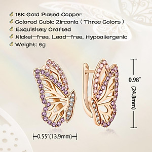 Gold Earrings for Women Trendy, Butterfly Earrings for Women Gold Hoop Earrings Gold Butterfly Earrings Hypoallergenic Stud