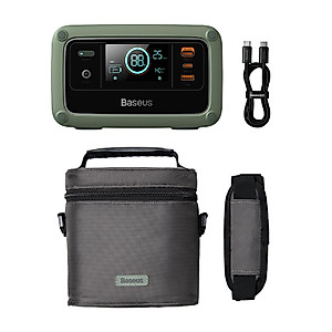 Baseus Laptop Power Bank 140W - 48,000mAh 6-Port Portable Power Station with 2 AC Outlets, Smart Digital Display, LED Light, LiFePO4 Backup Battery Pack for MacBook, Dell, Travel, Outdoor Camping