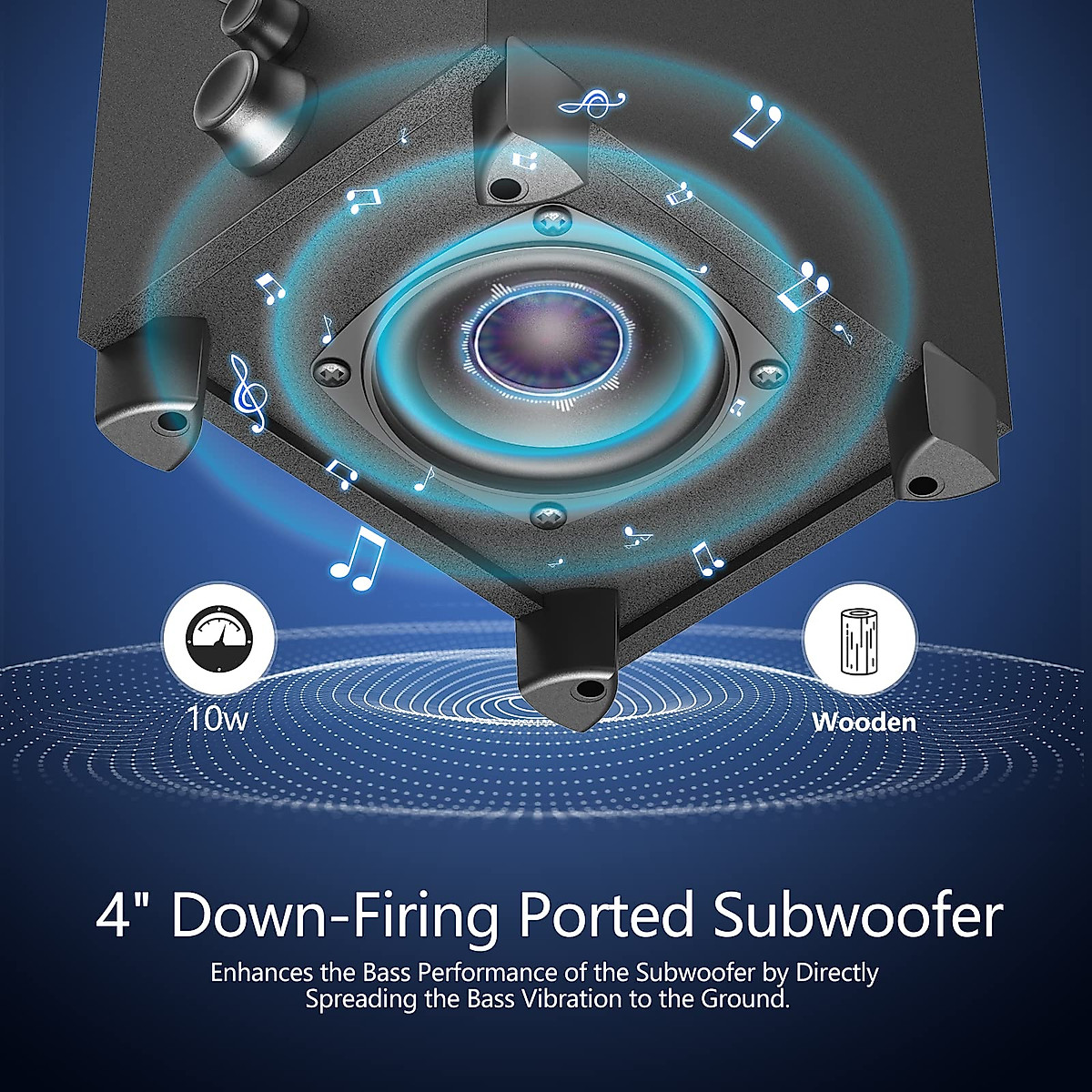 OROW(Upgrade S213) Bluetooth Computer Speakers,PC Speaker with Subwoofer,Front Knob 18W Wireless PC Speakers,Support AUX&Bluetooth Play,Great for Party/Game/TV (S213)