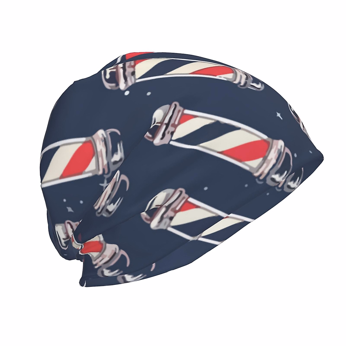 Beanie Hat for Men Women Slouchy Beanie Hats Vintage-Barber-Pole Winter Knit Cuffed Beanie Skull Cap Black