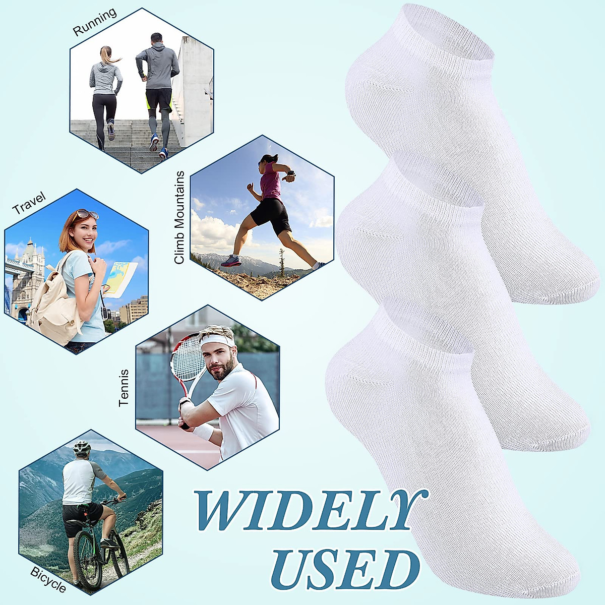 200 Pairs Thin Low Cut Ankle Socks Polyester Comfortable Lightweight Sock for Men Teens Team Charity Event Supplies Bulk Pack (White)