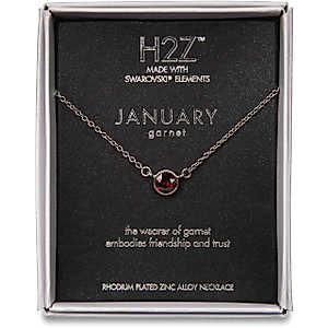 Pavilion Gift Company H2Z 16216 January Garnet Birthstone Necklace with 18" Chain, Brass, Small