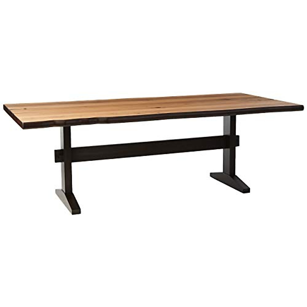 Coaster Home Furnishings Bexley Burnham Live Edge Dining Table with Trestle Base Natural Honey and Smokey Black