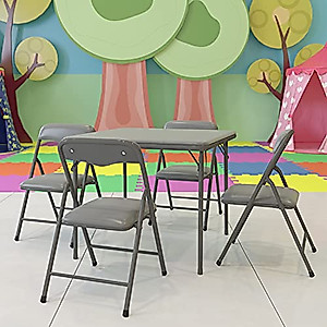 Flash Furniture Kids Gray 5 Piece Folding Table and Chair Set, Grey