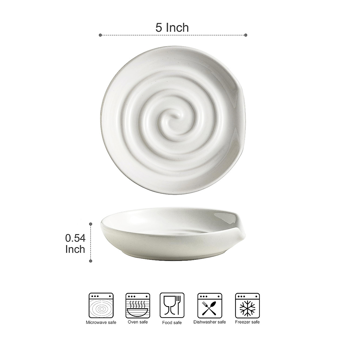 LYEOBOH Spoon Rest for Stove Top, 5 Inch Ceramic Spoon Rest, Spoon Holder for Kitchen Counter, Coffee Spoon Rest Utensil Rest for Spatulas, Spoons, Tongs, Ladles, Kitchen Decor, Cream White